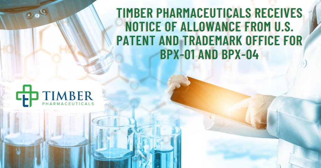 Timber Pharmaceuticals Receives Notice of Allowance from U.S. Patent ...